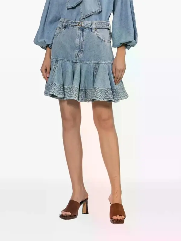Zimmermann Ruffled Denim Skirt