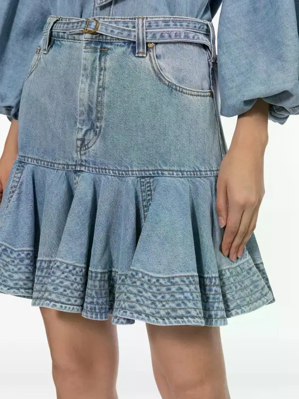Zimmermann Ruffled Denim Skirt