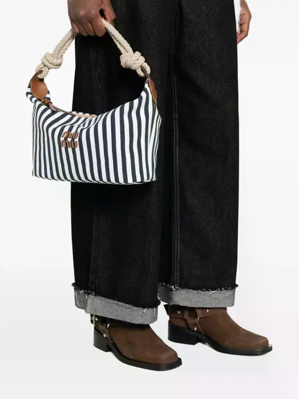 Miu Miu Striped Rope-handle Tote Bag - Blue