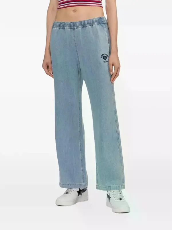 AAPE BY *A BATHING APE Heart Logo Embroidered Wide Leg Jeans - Blue