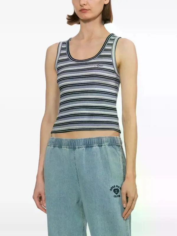 AAPE BY *A BATHING APE Logo Striped Round Neck Sleeveless Top