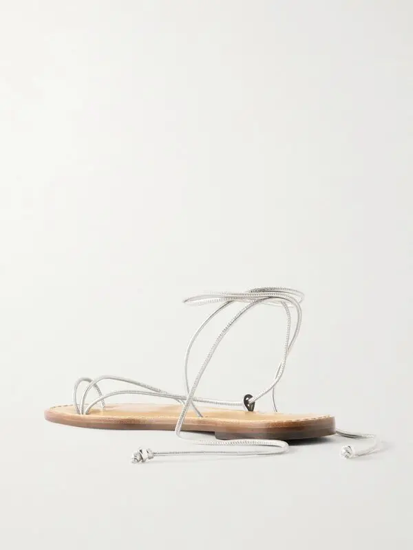 AMANU The Karima Leather Sandals - Silver