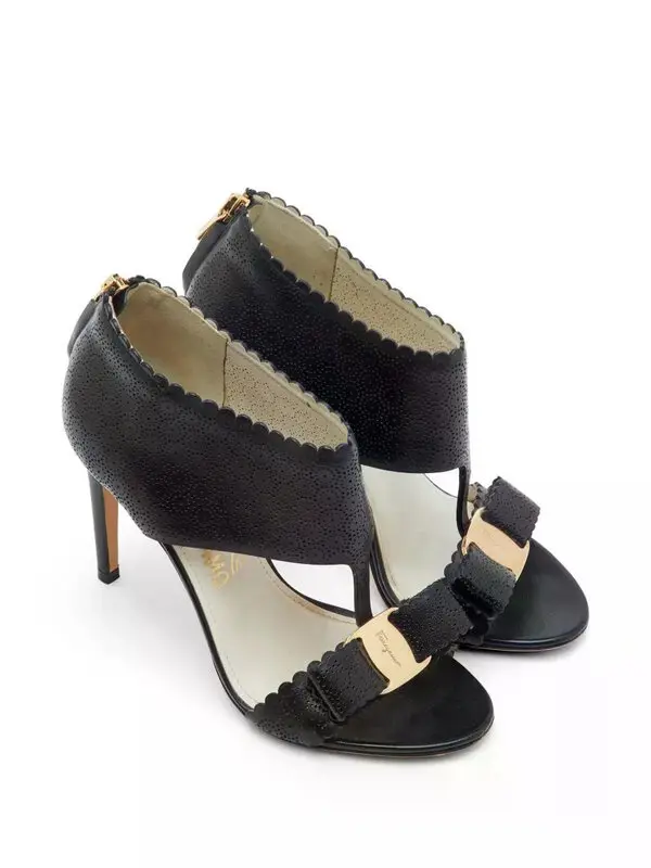 FERRAGAMO Vara Bow Perforated Heeled Sandals