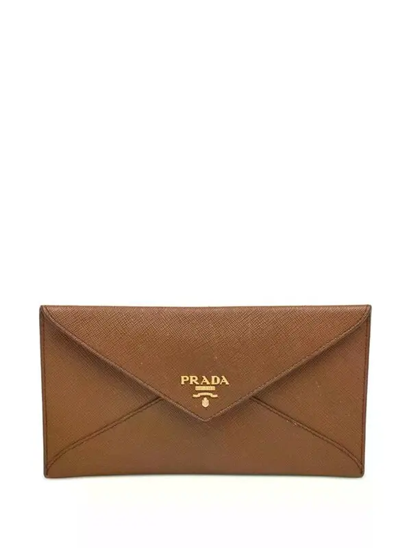 Prada Saffiano-leather Envelope Wallet - Brown