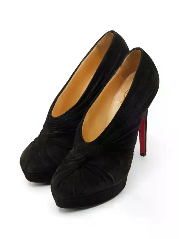 CHRISTIAN LOUBOUTIN Suede Gathered Platform Stiletto Pumps - Black