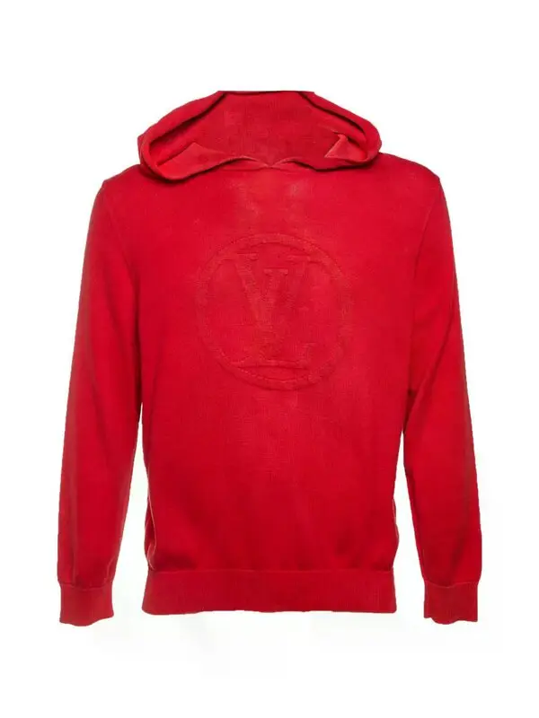 LOUIS VUITTON Logo-print Knit Hoodie - Red