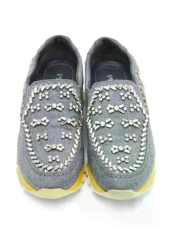Prada Embellished Slip-on Sneakers - Grey