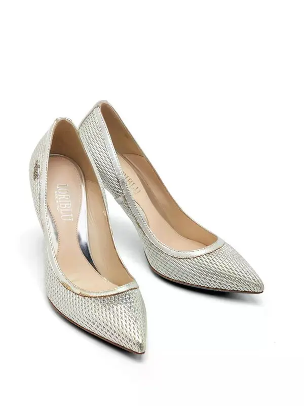 LORIBLU Textured Pointed-toe Stiletto Pumps