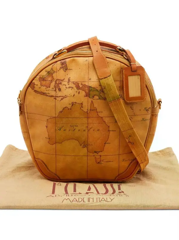ALVIERO MARTINI 1° CLASSE Geo Map Print Leather Crossbody Bag