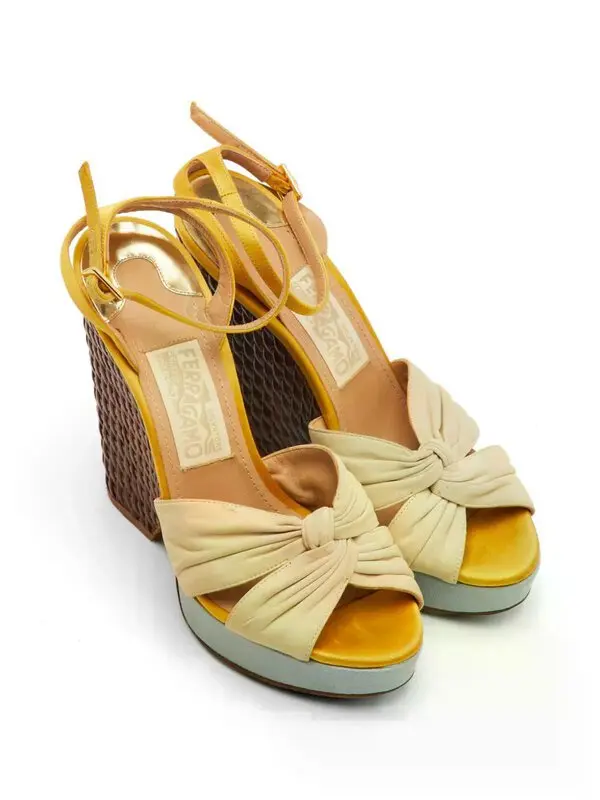 FERRAGAMO Luna Platform Wedge Sandals - Neutrals