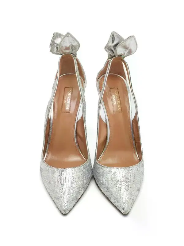 AQUAZZURA Bow Tie Sequin-embellished Pumps