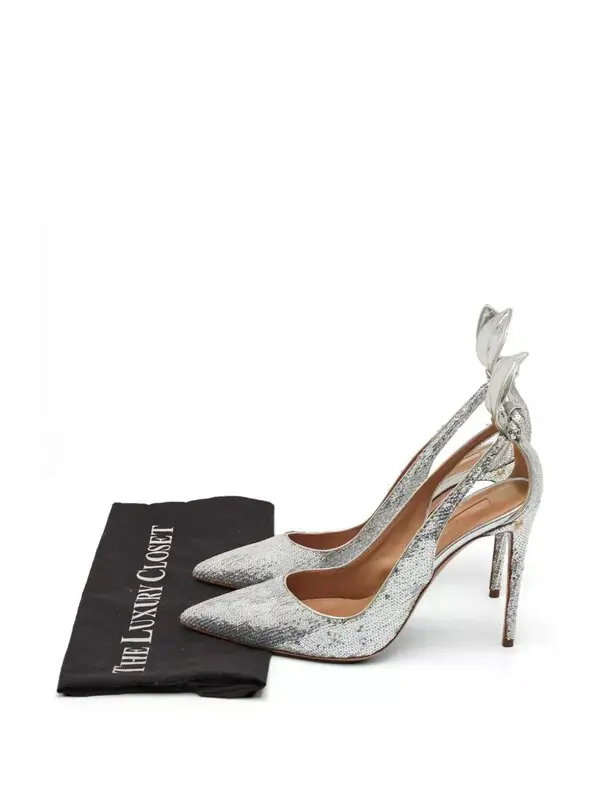 AQUAZZURA Bow Tie Sequin-embellished Pumps