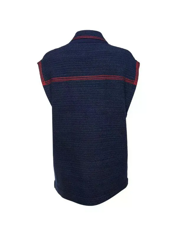 Sandro Sleeveless Jacket With Contrast Topstitching