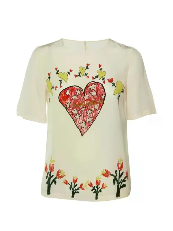 Dolce & Gabbana Printed Silk Top - Neutrals