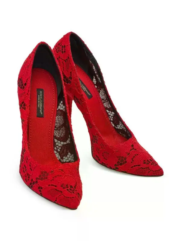 Dolce & Gabbana Bellucci Floral Lace Pointed Toe Stiletto Pumps