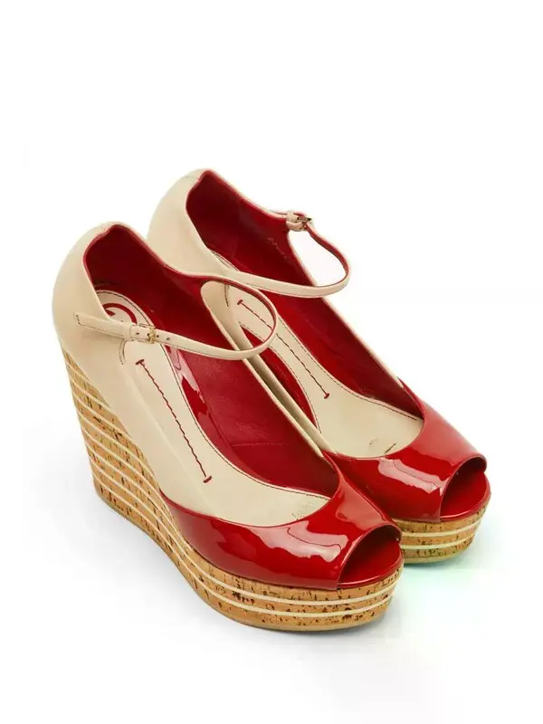 Gucci Mary Jane Wedge Peep-toe Pumps