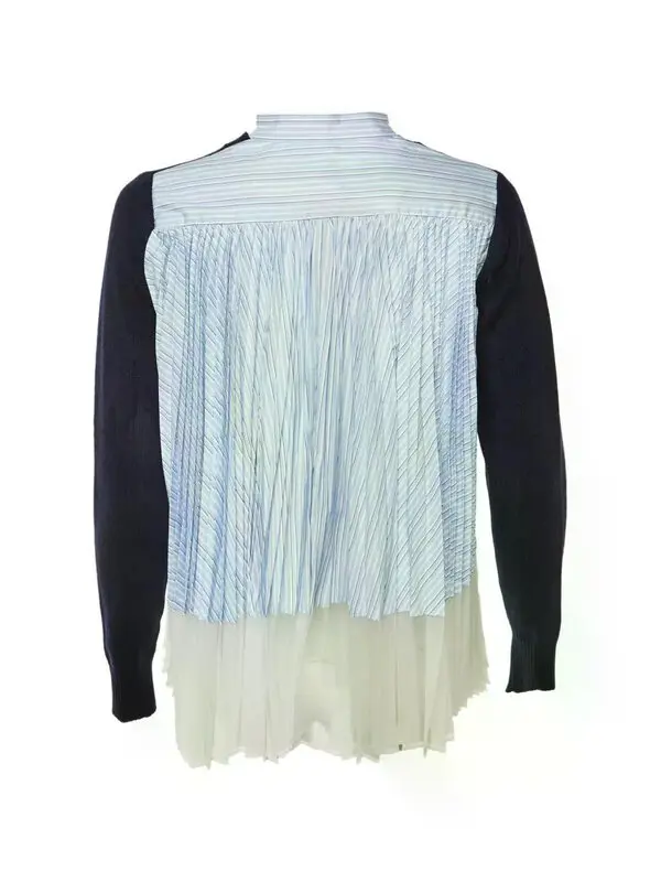 Sacai Striped Mesh-detail Wool Sweater