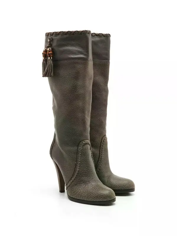 Gucci Bamboo Tassel-detail Knee-high Boots - Grey