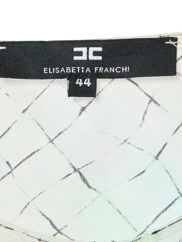 Elisabetta Franchi Checks Print Silk Blouse With Gold-tone Chain Detail