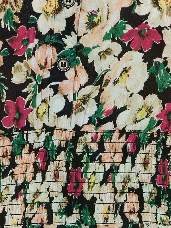 GANNI Floral Print Flounce Hem Dress