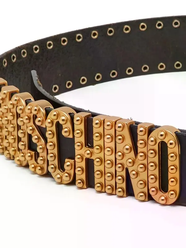 Moschino Studded Logo Buckle Belt