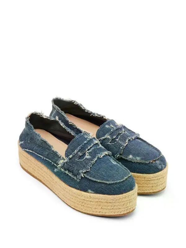 Miu Miu Denim Platform Espadrille Loafers