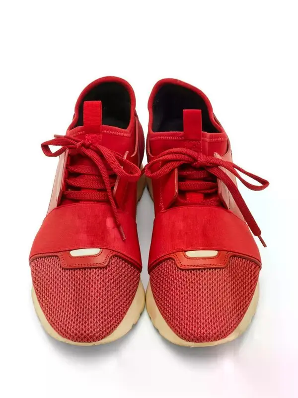 Balenciaga Mesh And Suede Lace-up Sneakers - Red