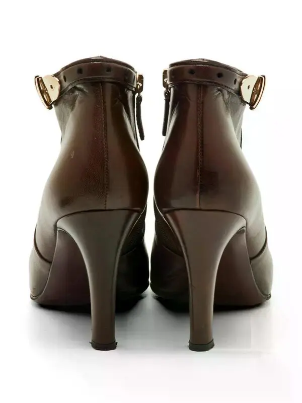 Gucci Buckled Leather Ankle Boots - Brown