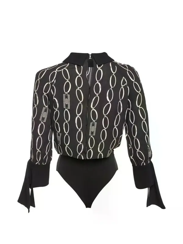 Elisabetta Franchi Chain Print Long Sleeve Bodysuit