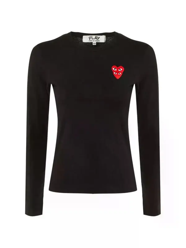 Comme Des Garçons Heart-patch Crew Neck Sweater - Black