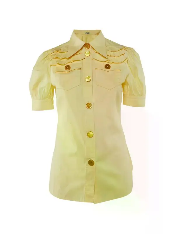 Miu Miu Ruffled Cotton Shirt - Yellow