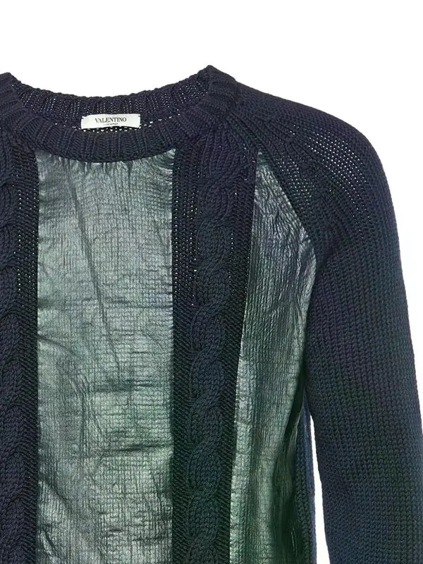 Valentino Garavani Cable Knit Crew Neck Sweater - Blue