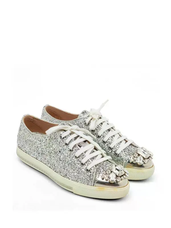 Miu Miu Crystal-embellished Glittered Sneakers