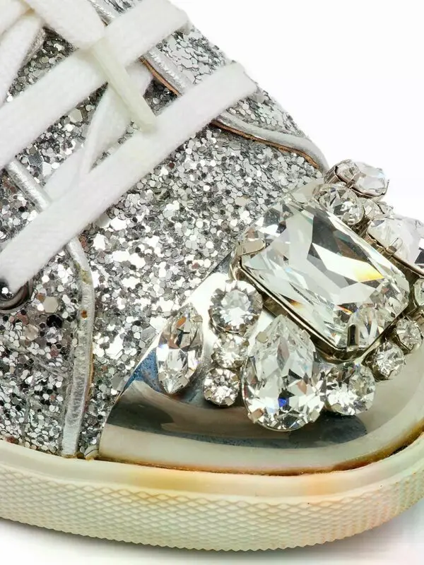 Miu Miu Crystal-embellished Glittered Sneakers