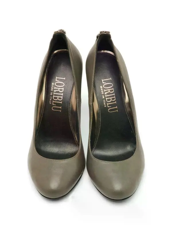 LORIBLU Round Toe Block Heel Pumps With Rear Tassel Detail