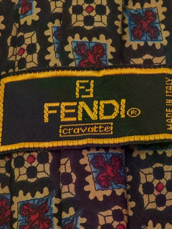 Fendi Geometric Floral-print Neck Tie - Black