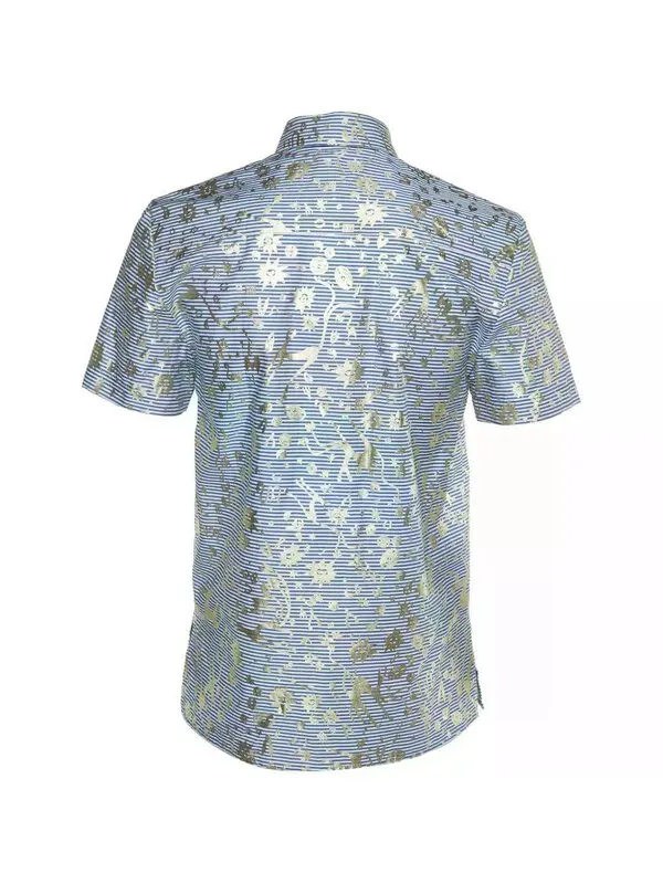 Kenzo Short Sleeve Shirt With Metallic Print - Blue
