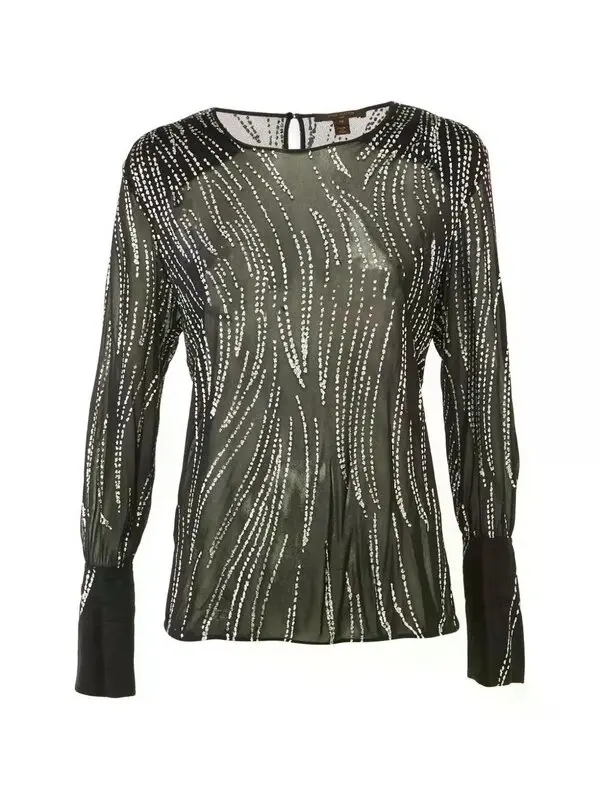 LOUIS VUITTON Glitter Print Sheer Long Sleeve Top