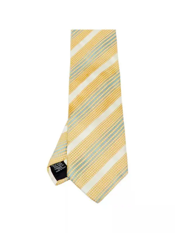 BOSS Diagonal-print Silk Neck Tie - Yellow