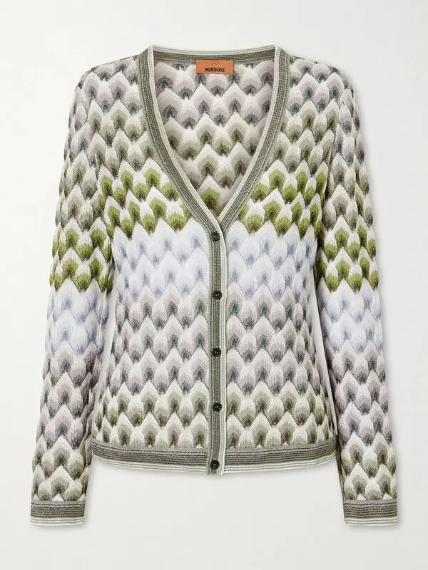 Missoni Striped Metallic Crochet-knit Cardigan - Multi