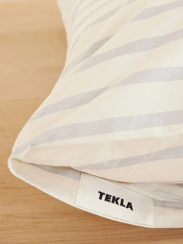 TEKLA Set Of Two Striped Organic Cotton-percale Pillow Cases