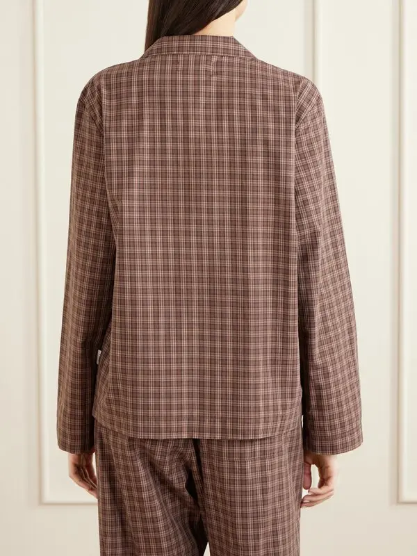 TEKLA Checked Organic Cotton Pajama Shirt