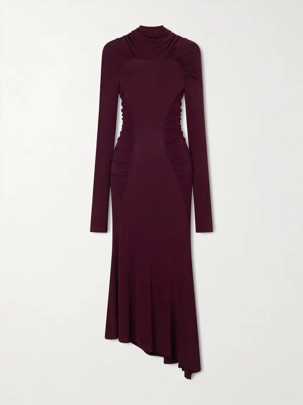 Victoria Beckham Gathered Crepe Maxi Dress - Burgundy