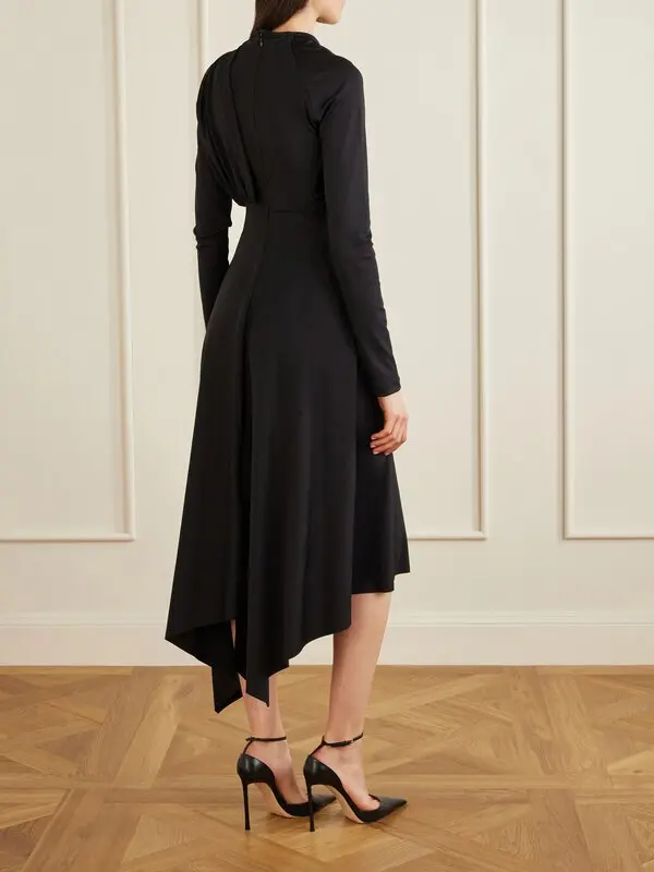 Victoria Beckham Gathered Crepe Midi Dress