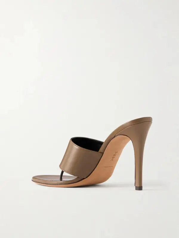 JUDE Leather Stiletto Thong Sandals - Brown