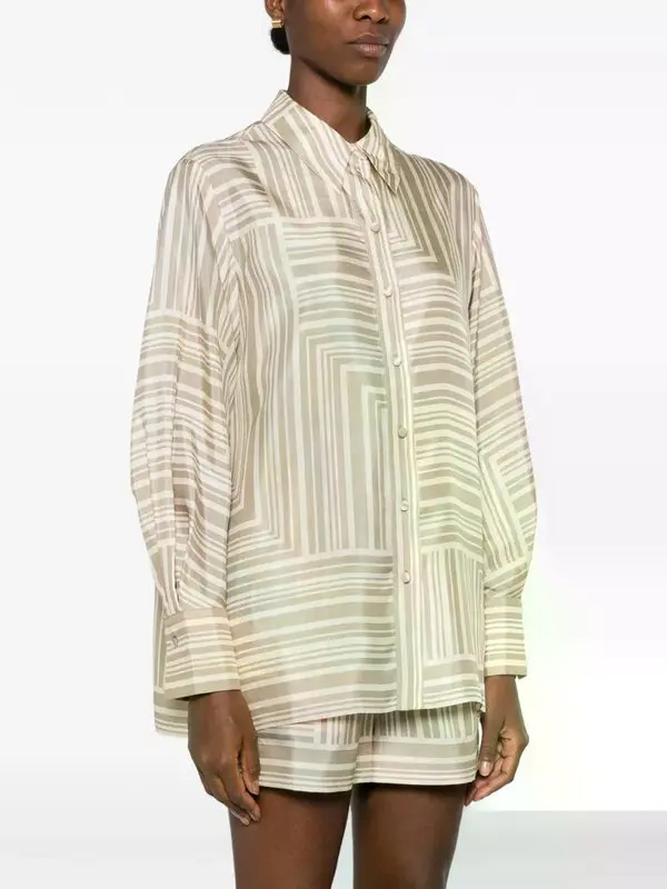 JOSEPH Atlan Silk Shirt With Geometric Print - Grey