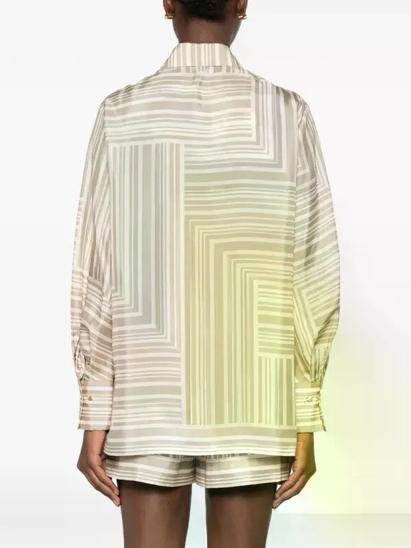 JOSEPH Atlan Silk Shirt With Geometric Print - Grey