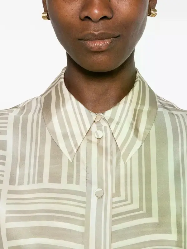 JOSEPH Atlan Silk Shirt With Geometric Print - Grey
