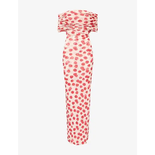 Stella McCartney Print Off-the-shoulder Mesh Maxi Dress - Raspberry