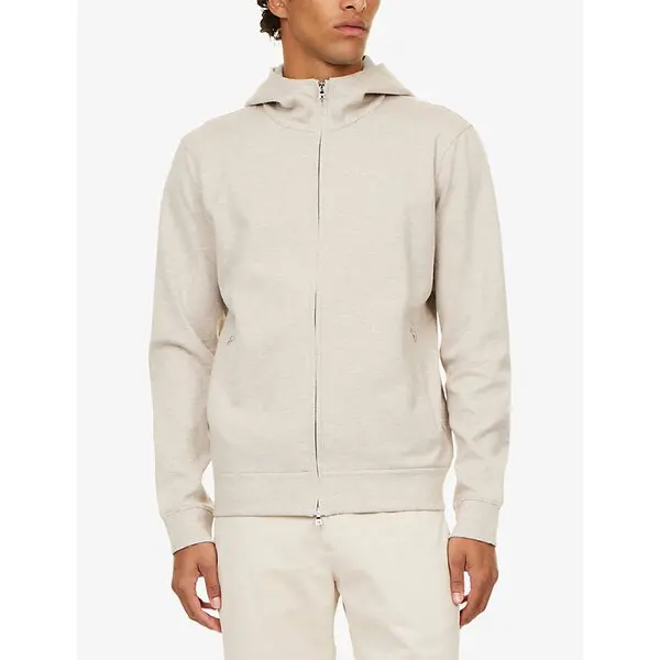 Orlebar Brown Mathers Zip-through Cotton And Cashmere Blend Hoodie - Biscuit Melange